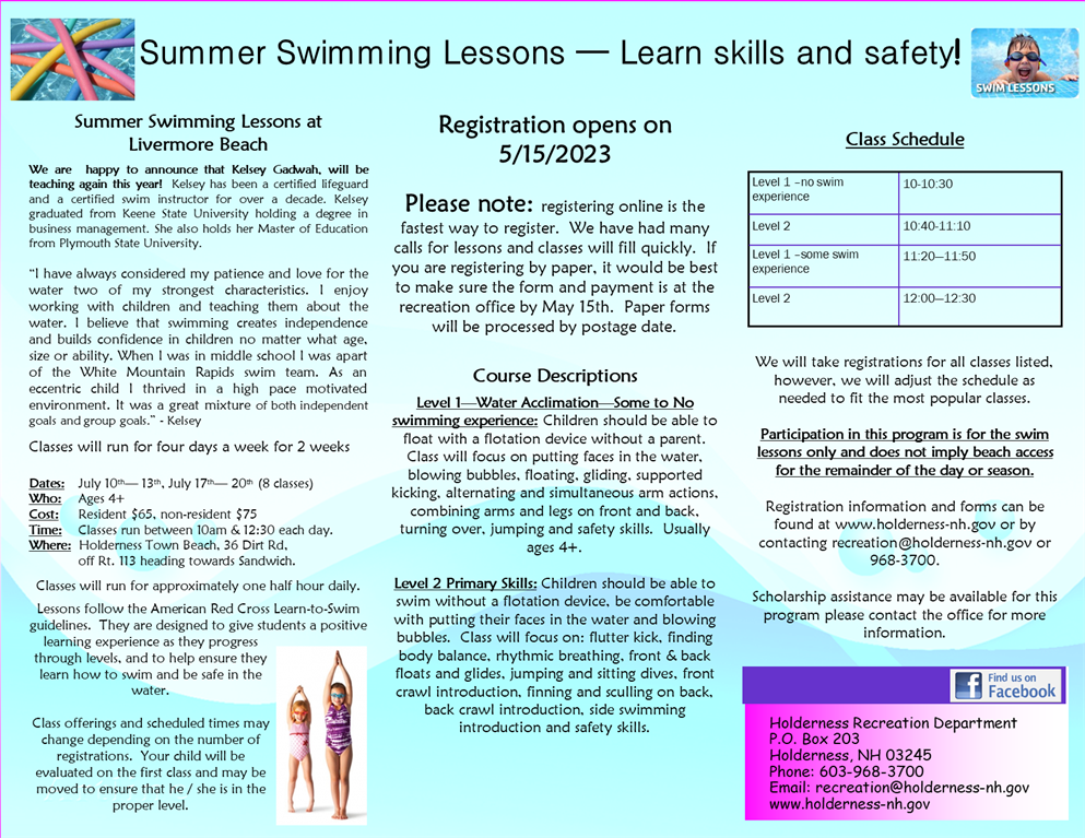 Holderness Recreation Department - Announcements